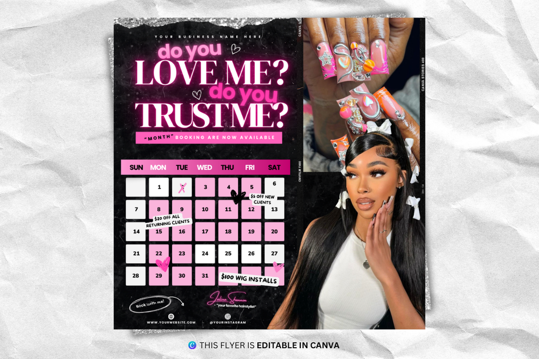 DIY Monthly Calendar Flyer – GlamHerBookings